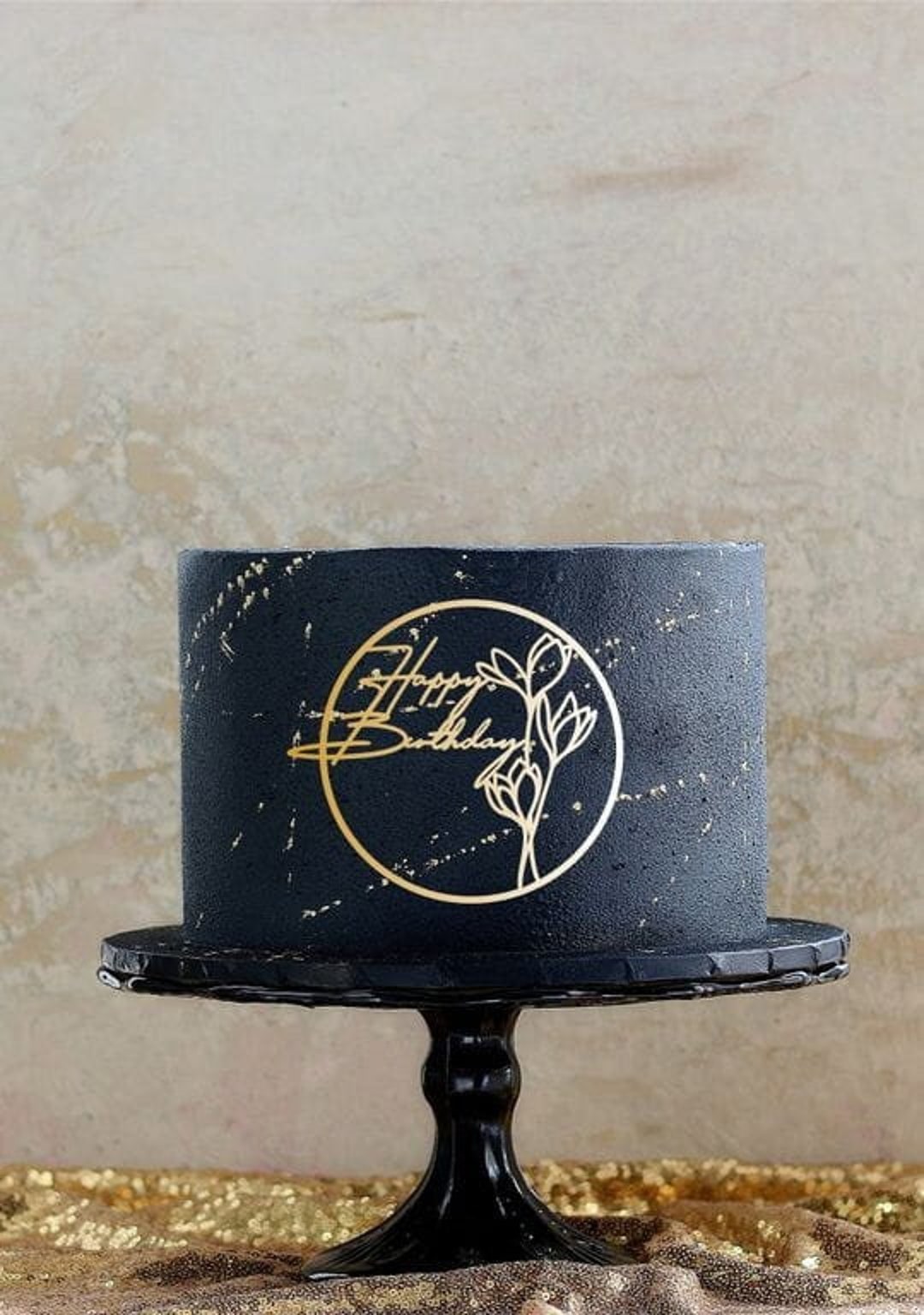 Cake Side Decor "happy Birthday" in A Flower Ring | Cake Side Decor ...