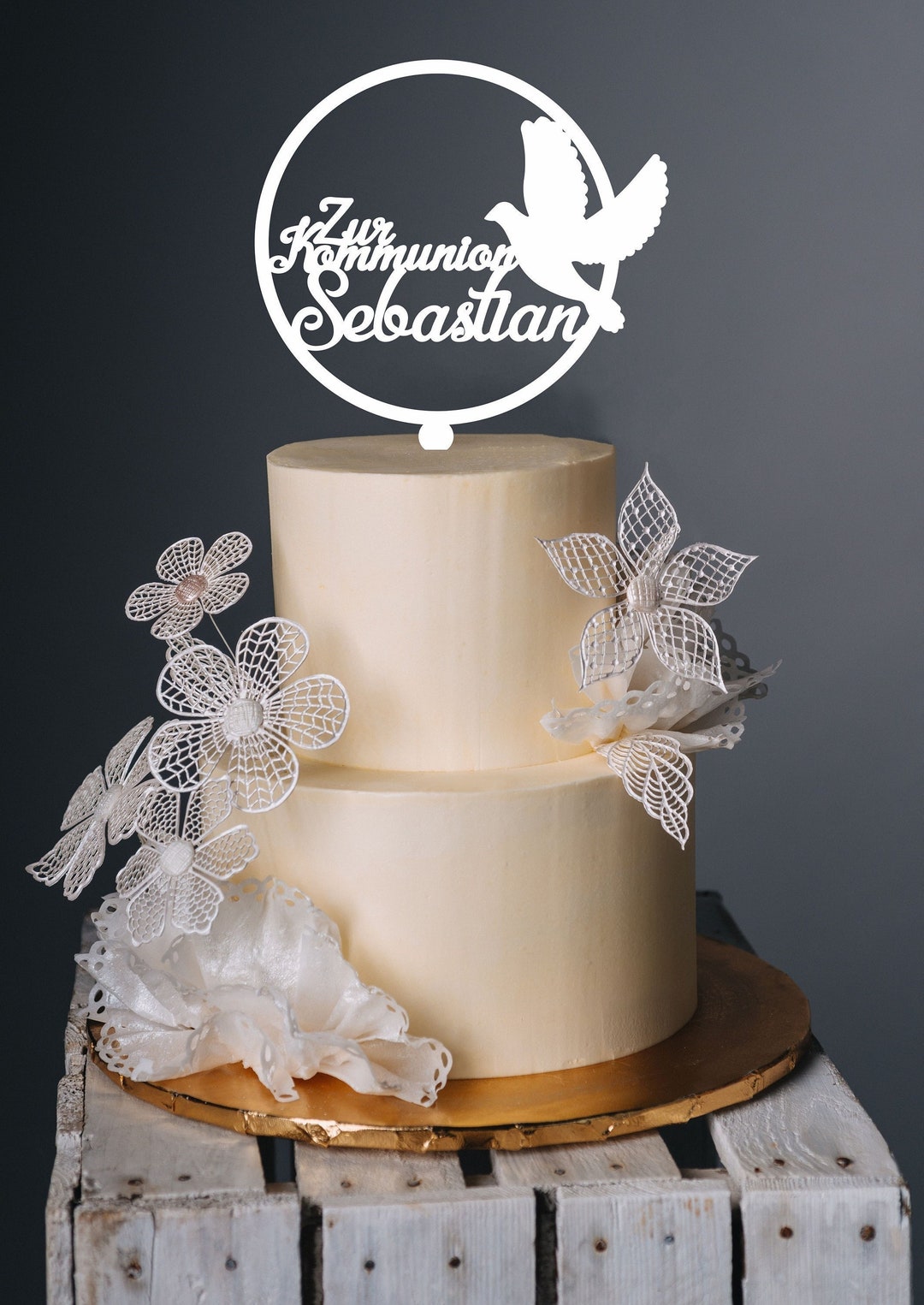 Cake Topper Kommunion | Taube | Cake Topper Taufe | Tortenaufsatz ...