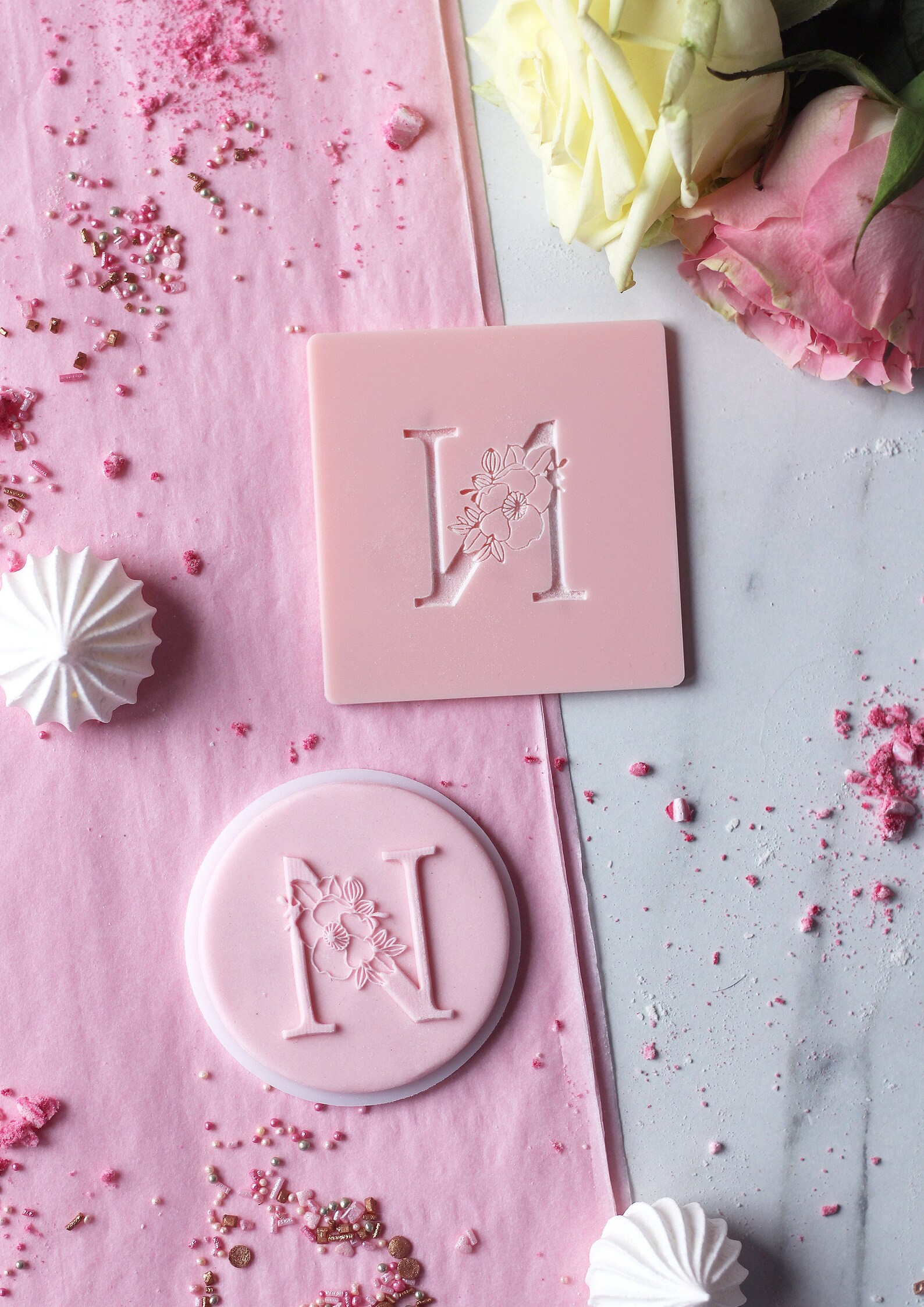 Floral Collection of Initials Embosser Letters Floral Stamp Complete ...