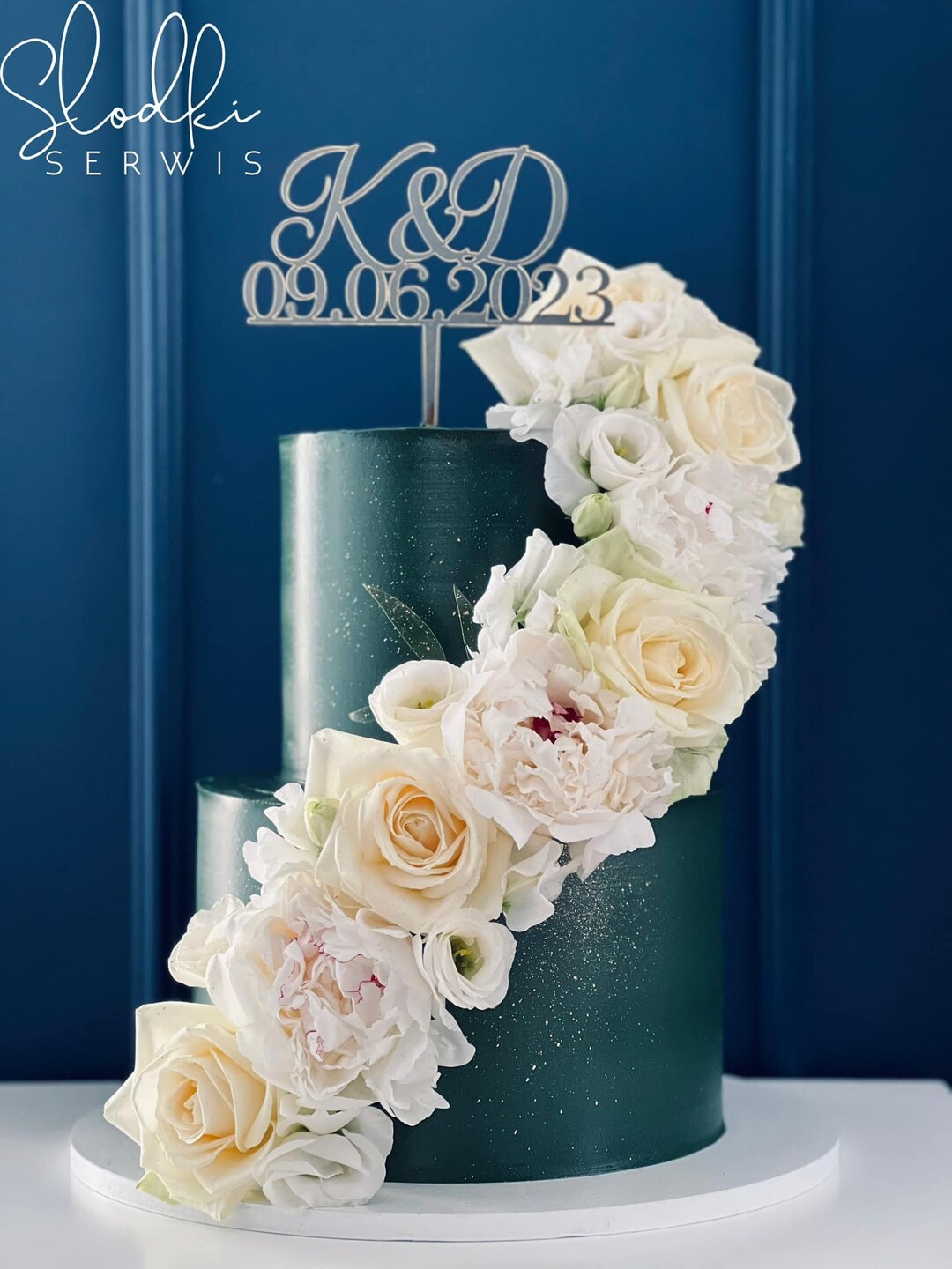 Personalized Cake Topper Wedding Initials Elegant Version Any Date ...