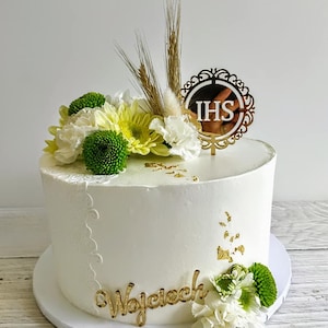 Cake Topper Elegant IHS | First Holy Communion | Baptism | IHS Host ...