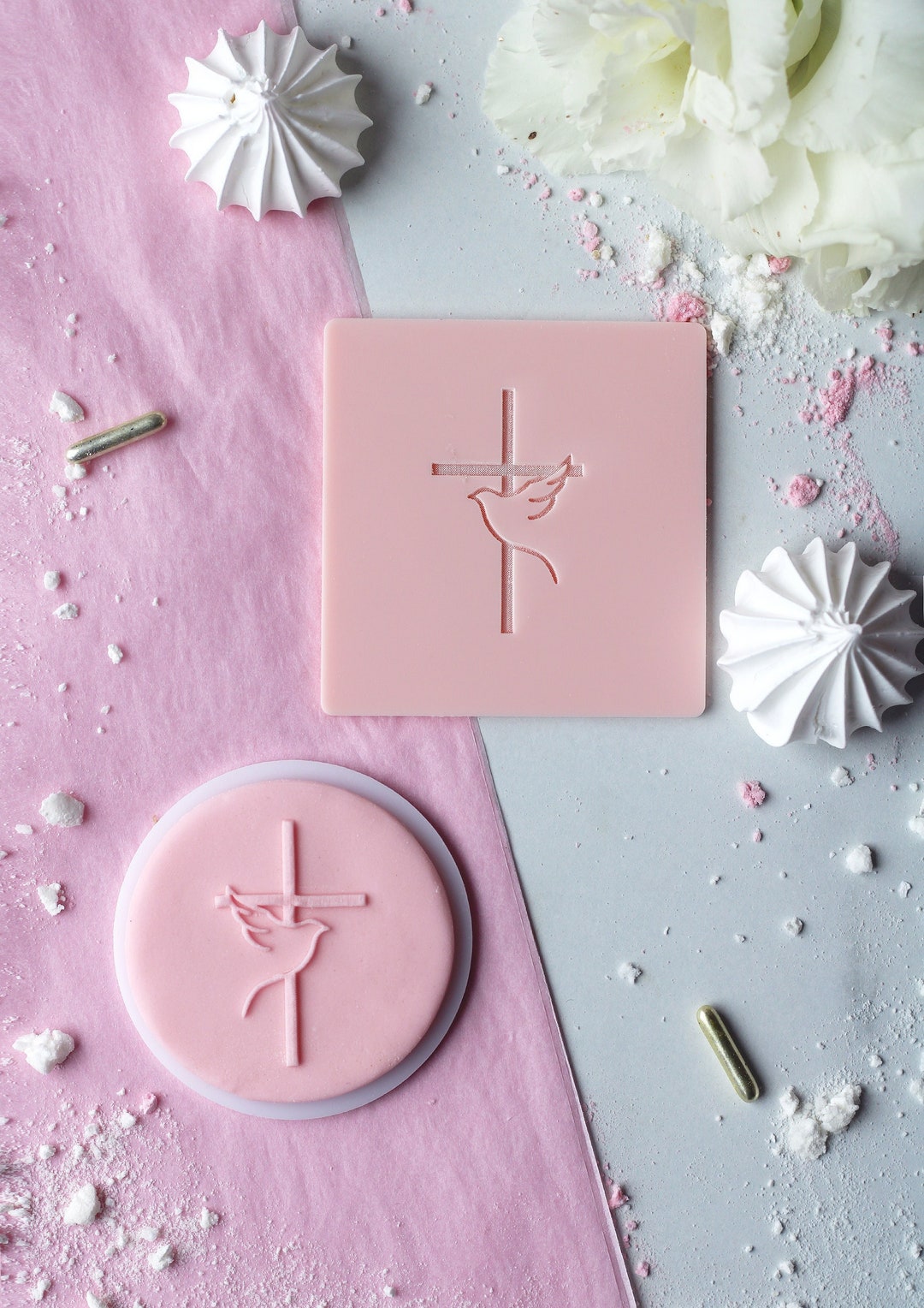Cross With a Dove Embosser, Cookie Biscuit Stamp, Cake Decorating ...