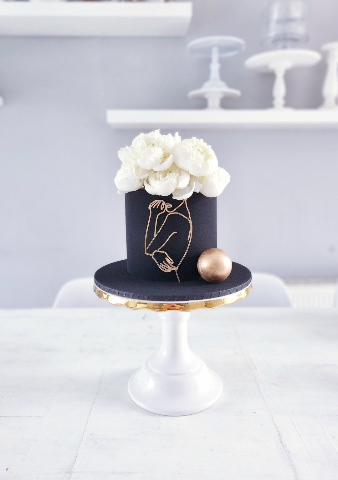 One Line Face Coquettish Woman | Line Art Cake Topper | Abstract Face ...