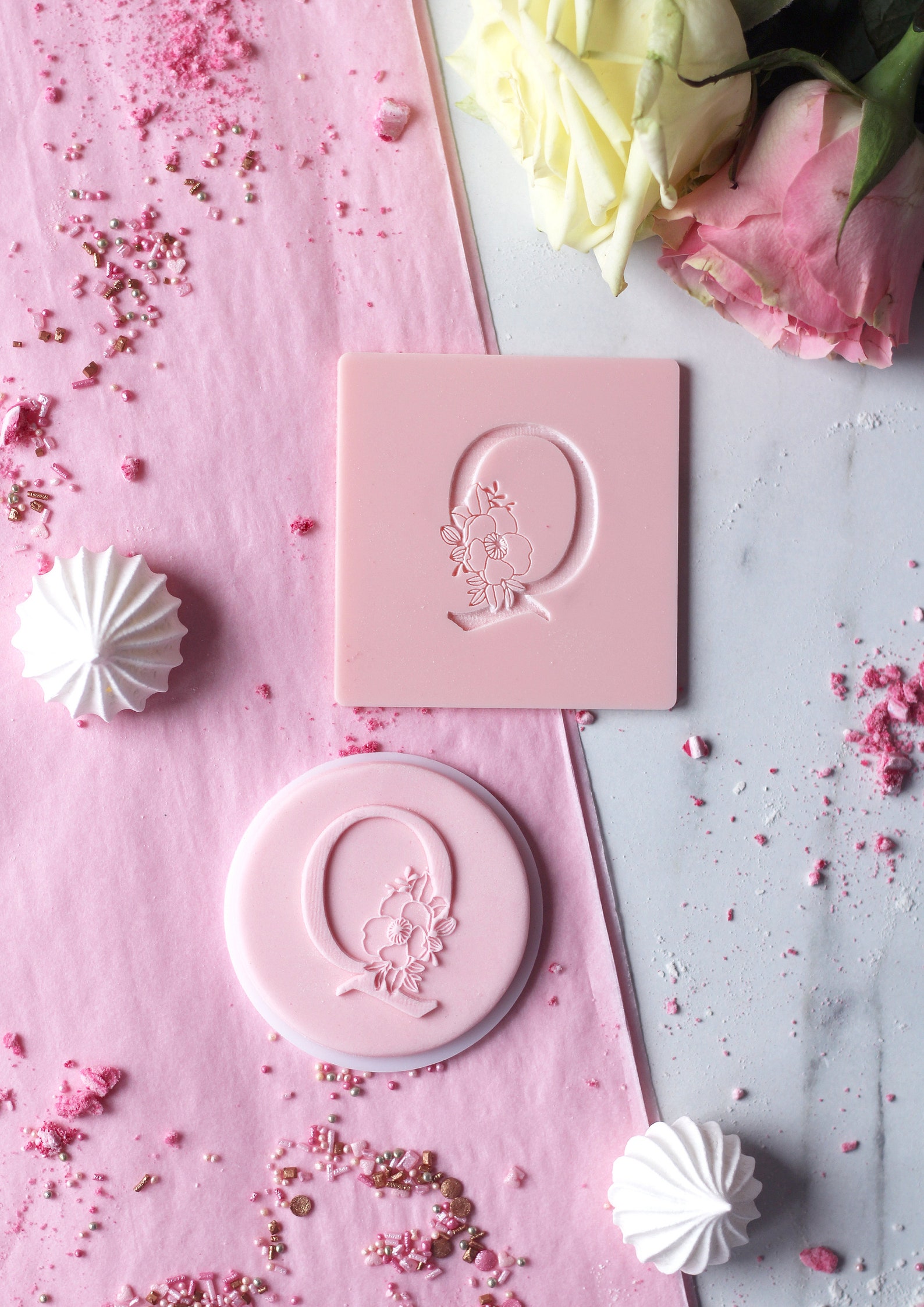 Floral Collection of Initials Embosser Letters Floral Stamp Complete ...