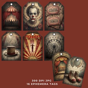 Vintage Circus Ephemera Tags, Circus Ephemera, Digital Scrapbooking ...