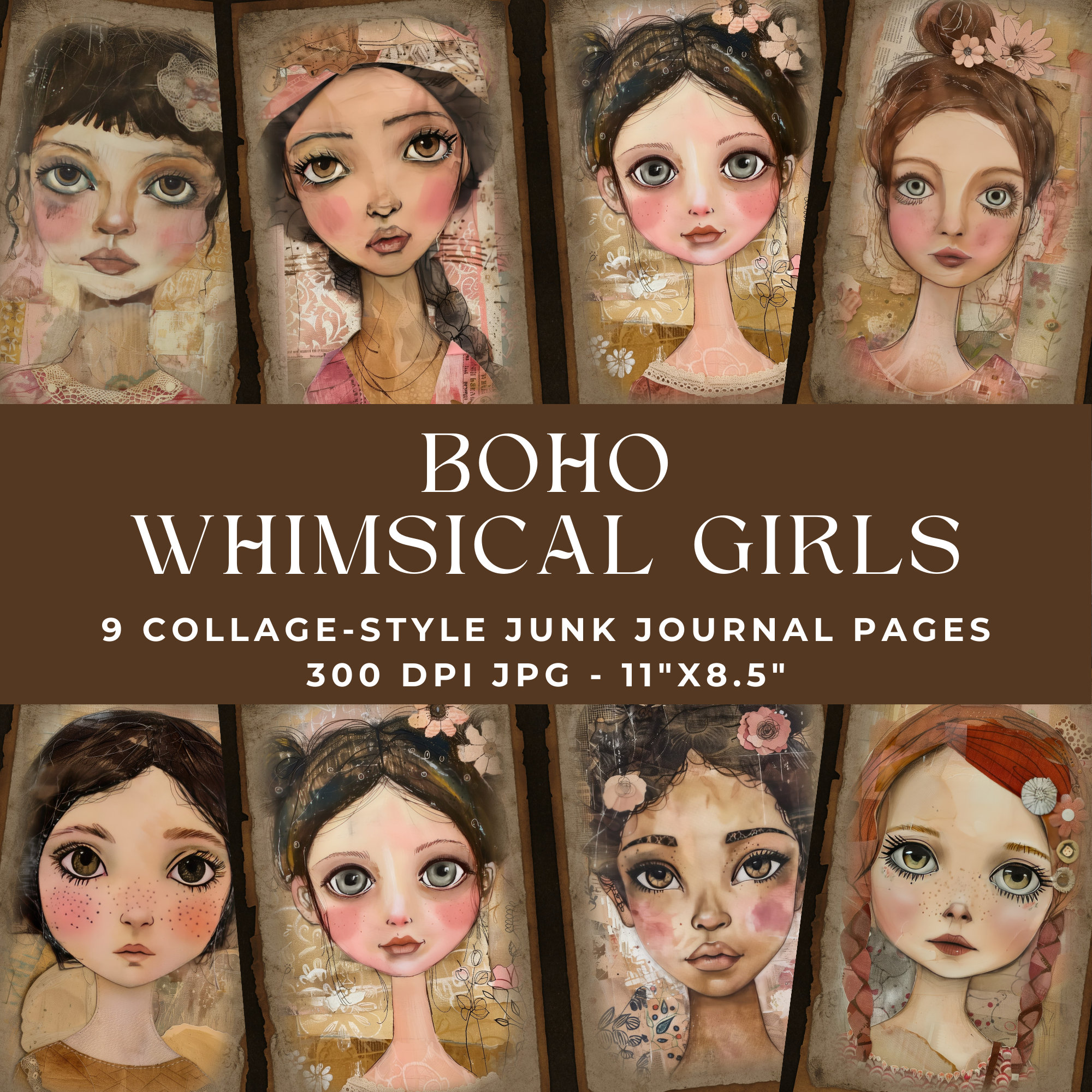 Whimsical Girls Junk Journal Pages, Whimsical Ephemera, Whimsical Junk ...