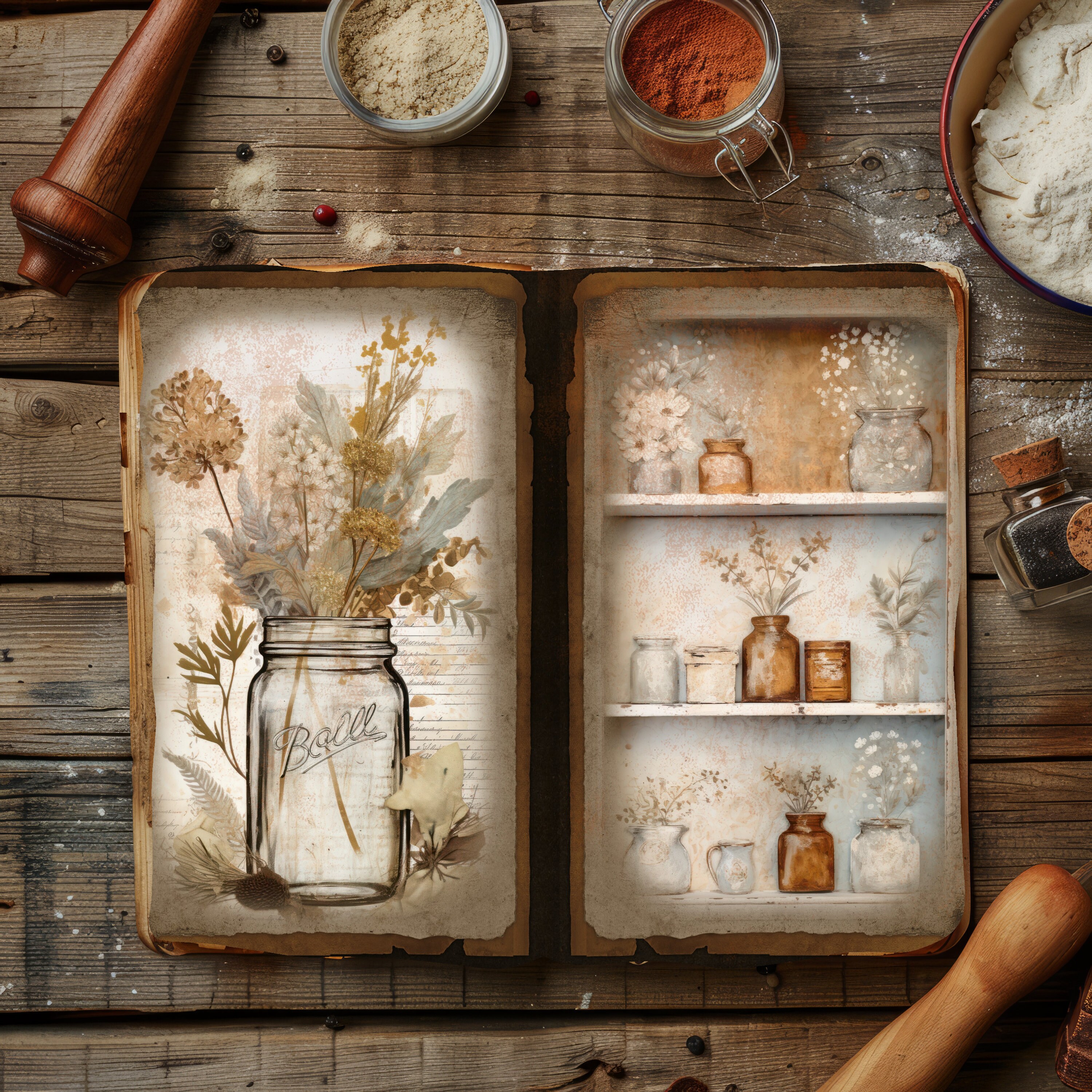 Rustic Vintage Junk Journal Printable, Farmhouse Kitchen, Vintage ...