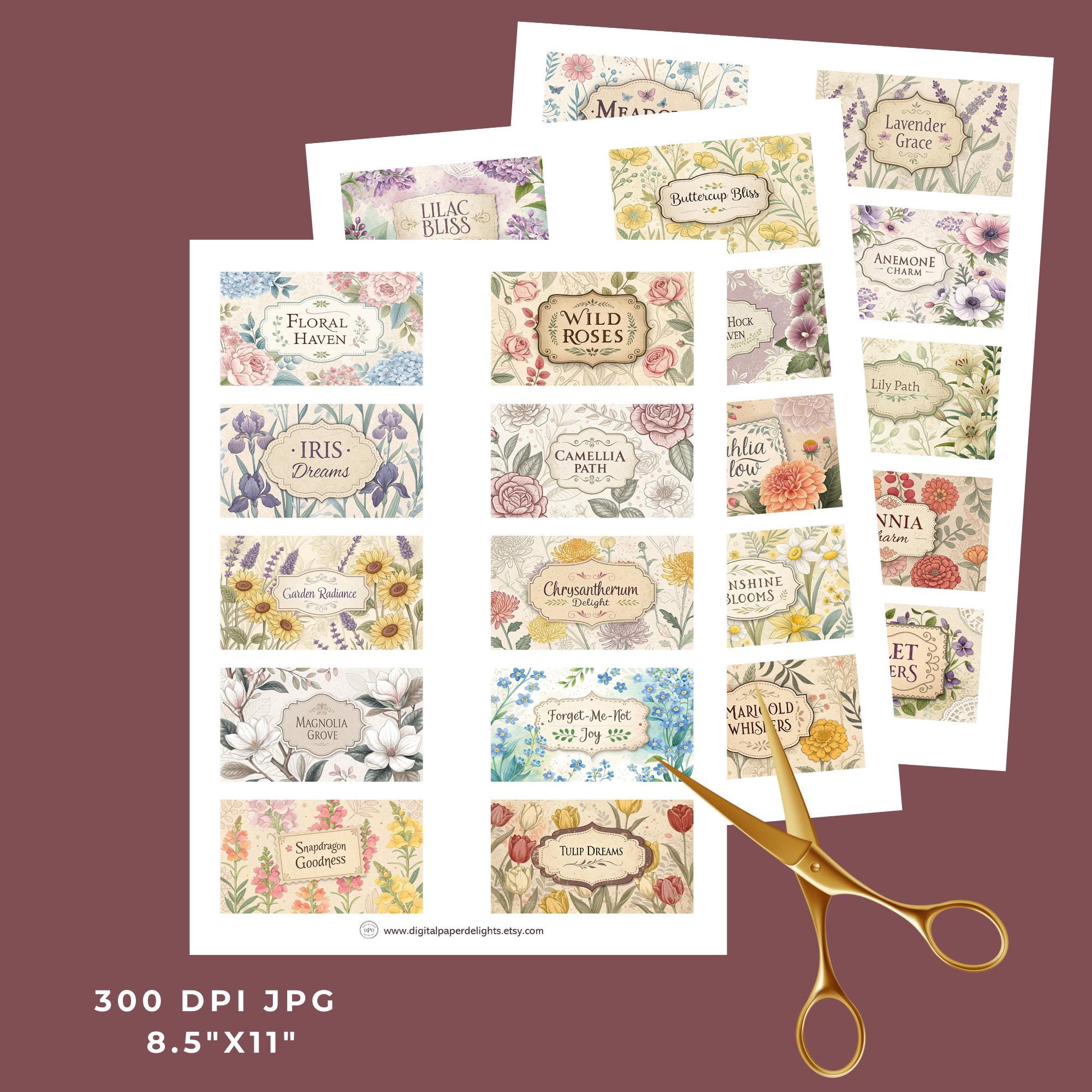 Flower Garden Words and Phrases, Junk Journal Words, Spring Garden Junk ...