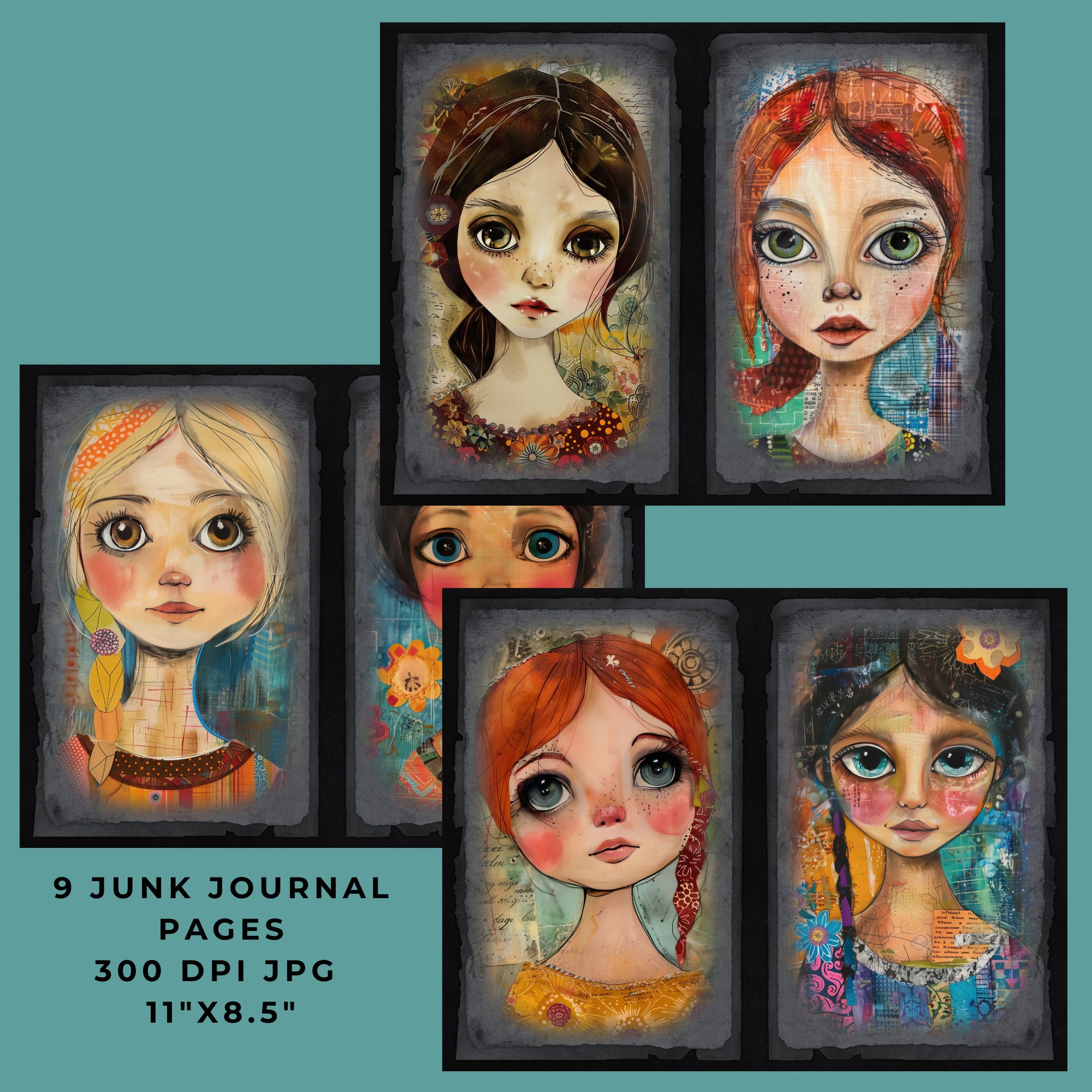 Whimsical Girls Junk Journal Pages, Whimsical Ephemera, Whimsical Junk ...