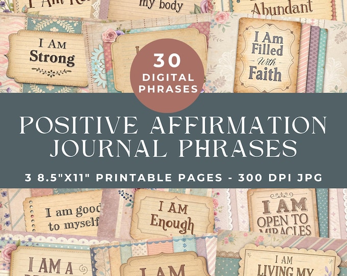 Junk Journal Affirmation, Positive Junk Journal Words, Inspiring Words ...