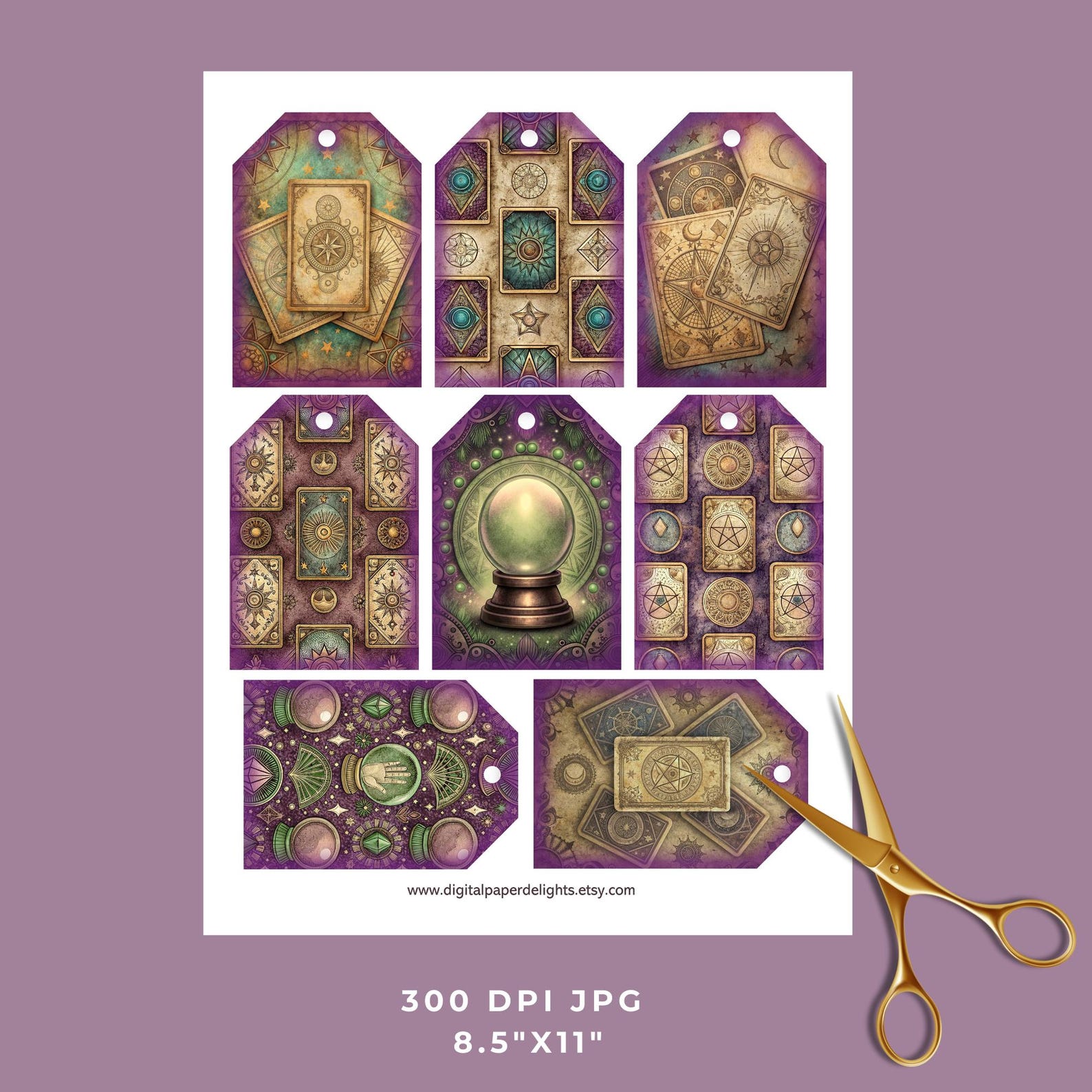 Fortune Teller Ephemera Tags, Fortune Teller Junk Journal, Mystical ...