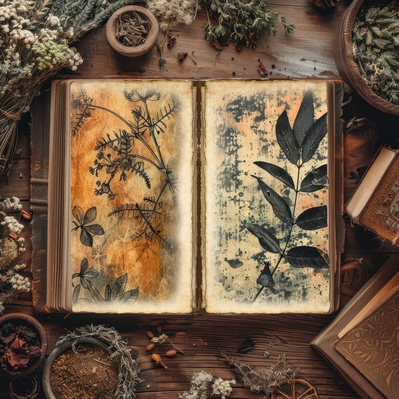 Herbal Witch Junk Journal, Book of Shadows, Digital Witch Ephemera ...