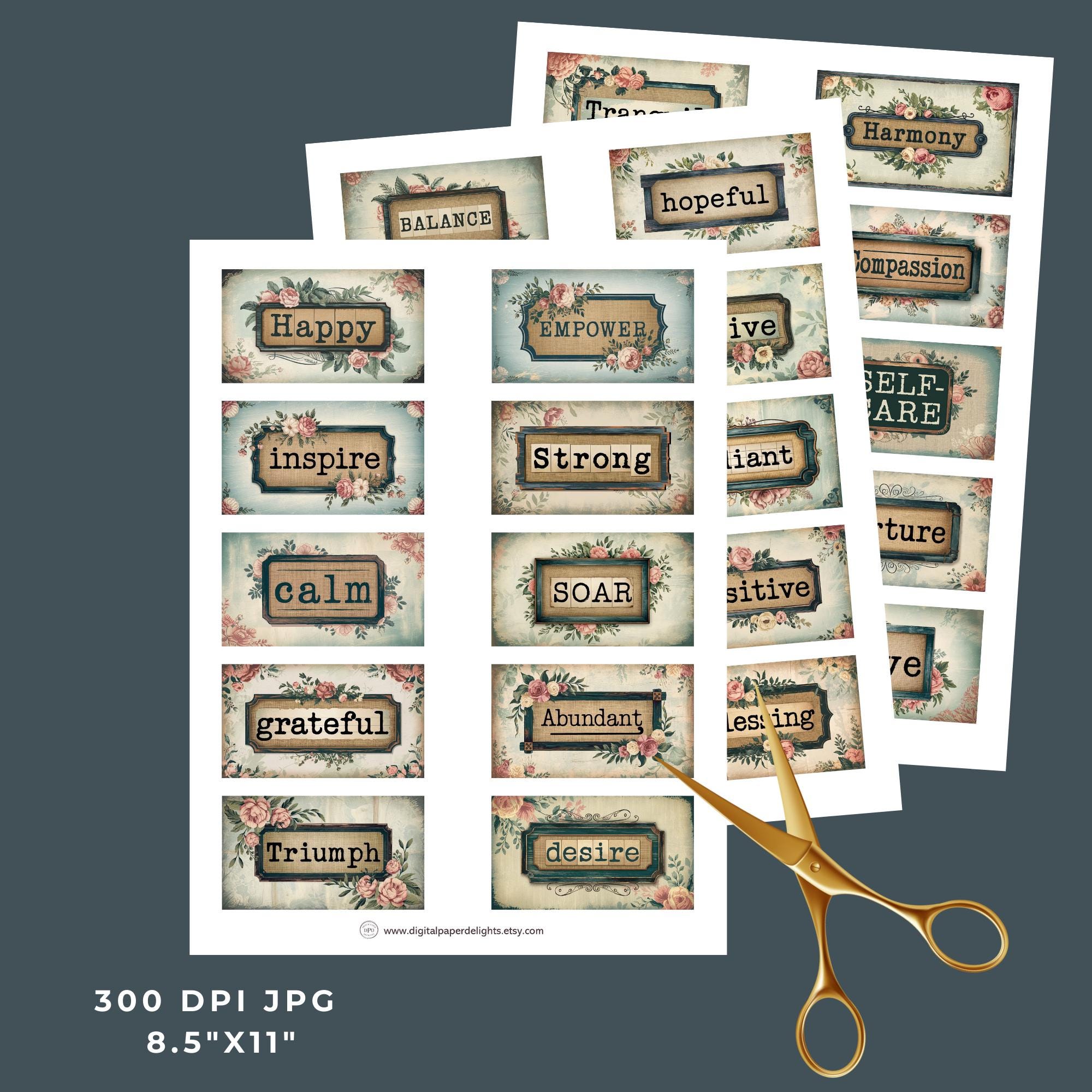 Positive Junk Journal Words, Inspirational Words, Printable Words ...