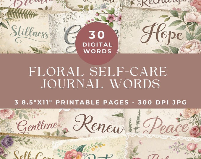 Positive Junk Journal Words, Self-care Words and Phrases, Self-care ...