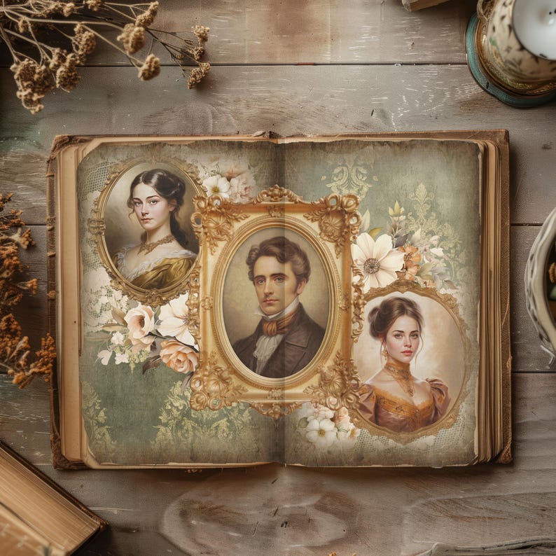 Victorian Portraits Junk Journal Pages, Junk Journal Kit, Printable ...