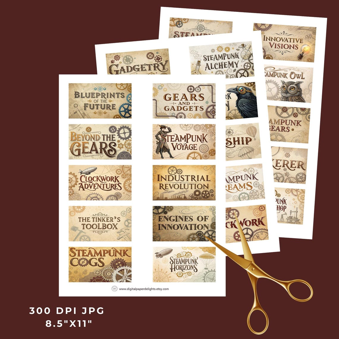 Steampunk Words and Phrases, Junk Journal Words, Printable Words ...