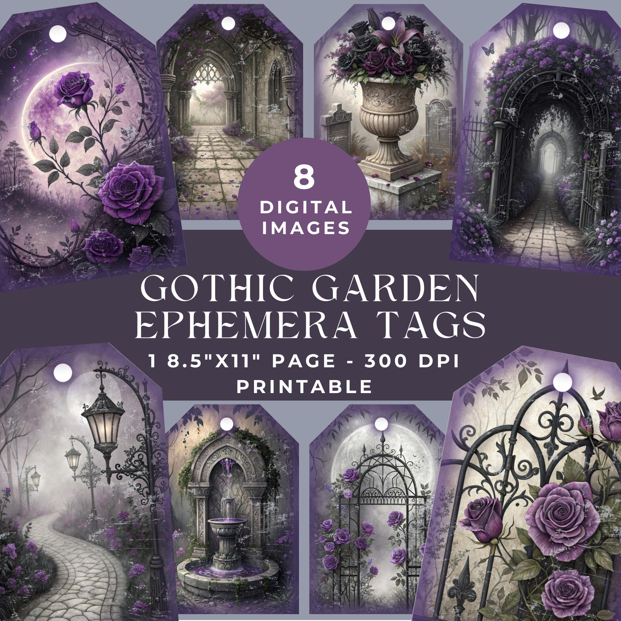 Gothic Garden Ephemera Tags, Vintage Ephemera, Digital Scrapbooking ...