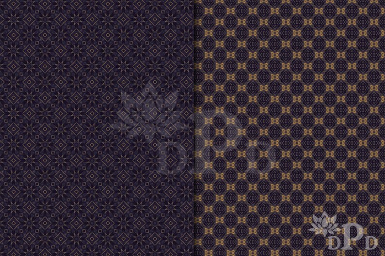 Blue and Gold Patterns Digital Paper Printable Paper - Etsy