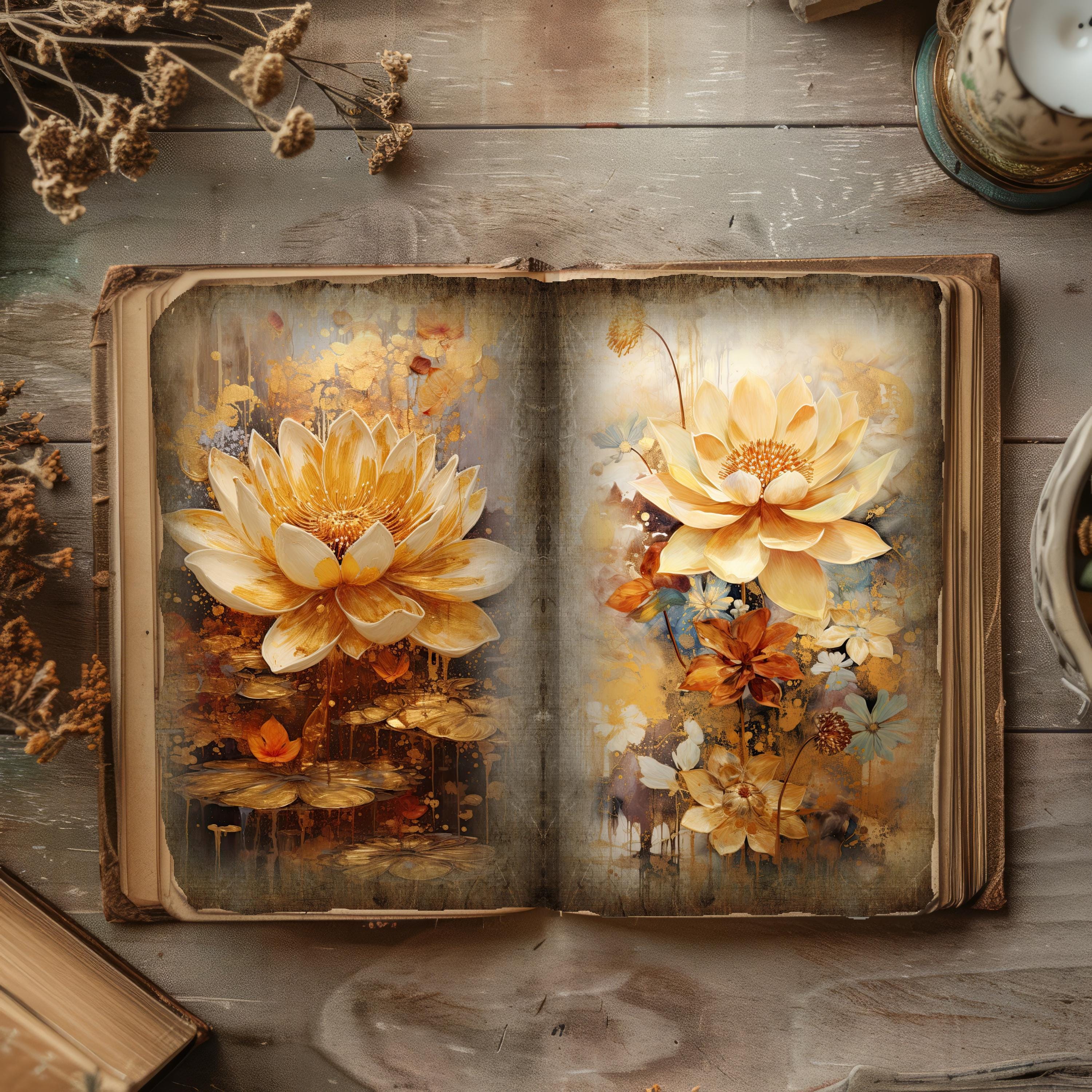 Lotus Junk Journal Page, Junk Journal Kit, Printable Journal, Digital ...