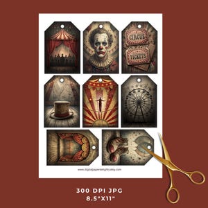 Vintage Circus Ephemera Tags, Circus Ephemera, Digital Scrapbooking ...