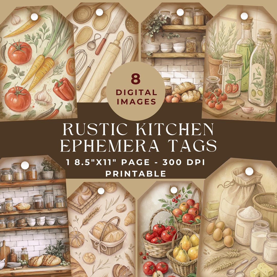 Rustic Kitchen Ephemera, Vintage Kitchen Tags, Vintage Ephemera ...