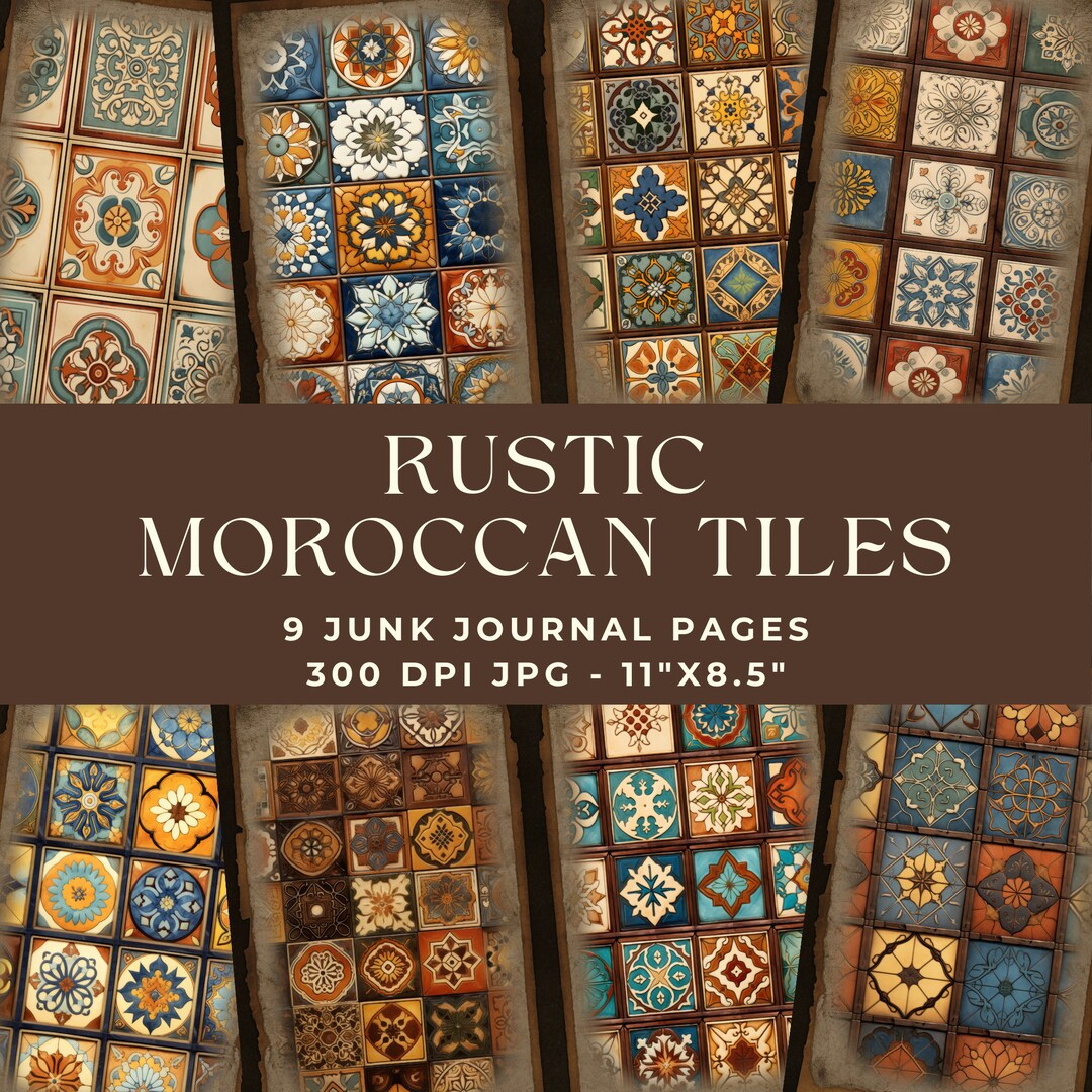 Moroccan Tiles Junk Journal Pages, Junk Journal Kit, Rustic Journal ...