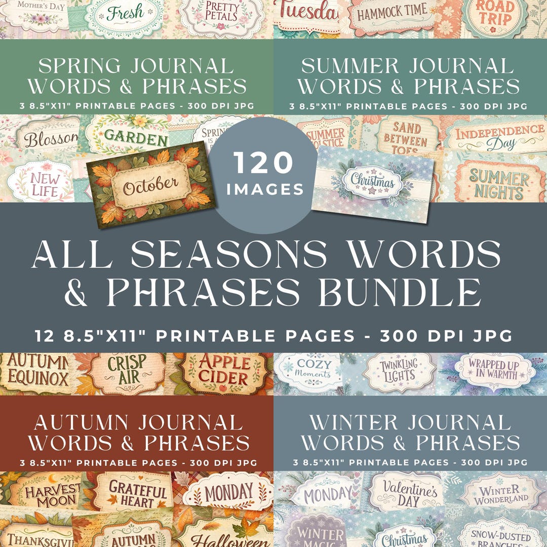 All Seasons Words and Phrases Bundle, Summer Spring Autumn Winter ...