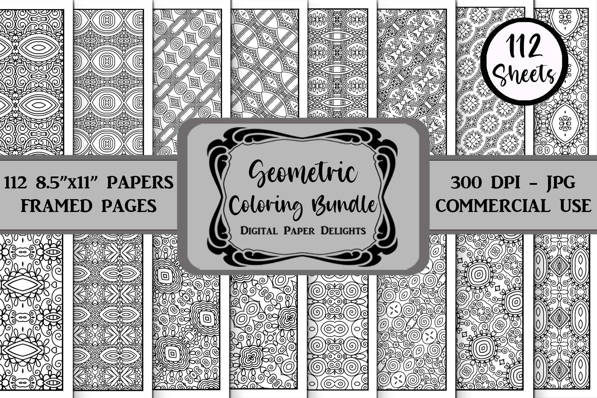 Digital Geometric Coloring Bundle Adult Coloring Pages - Etsy