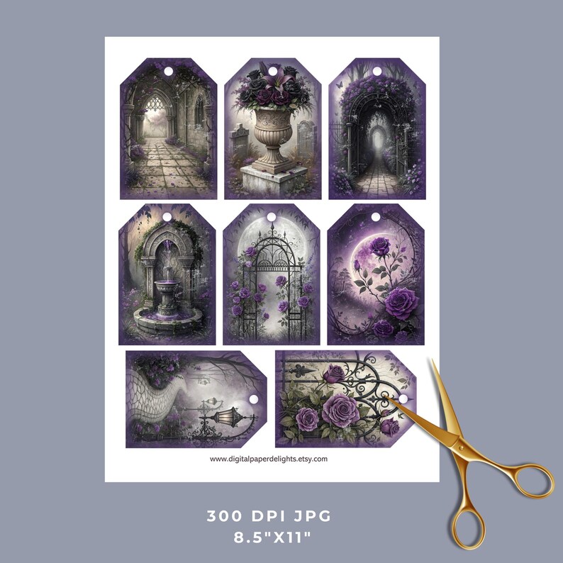 Gothic Garden Ephemera Tags, Vintage Ephemera, Digital Scrapbooking ...