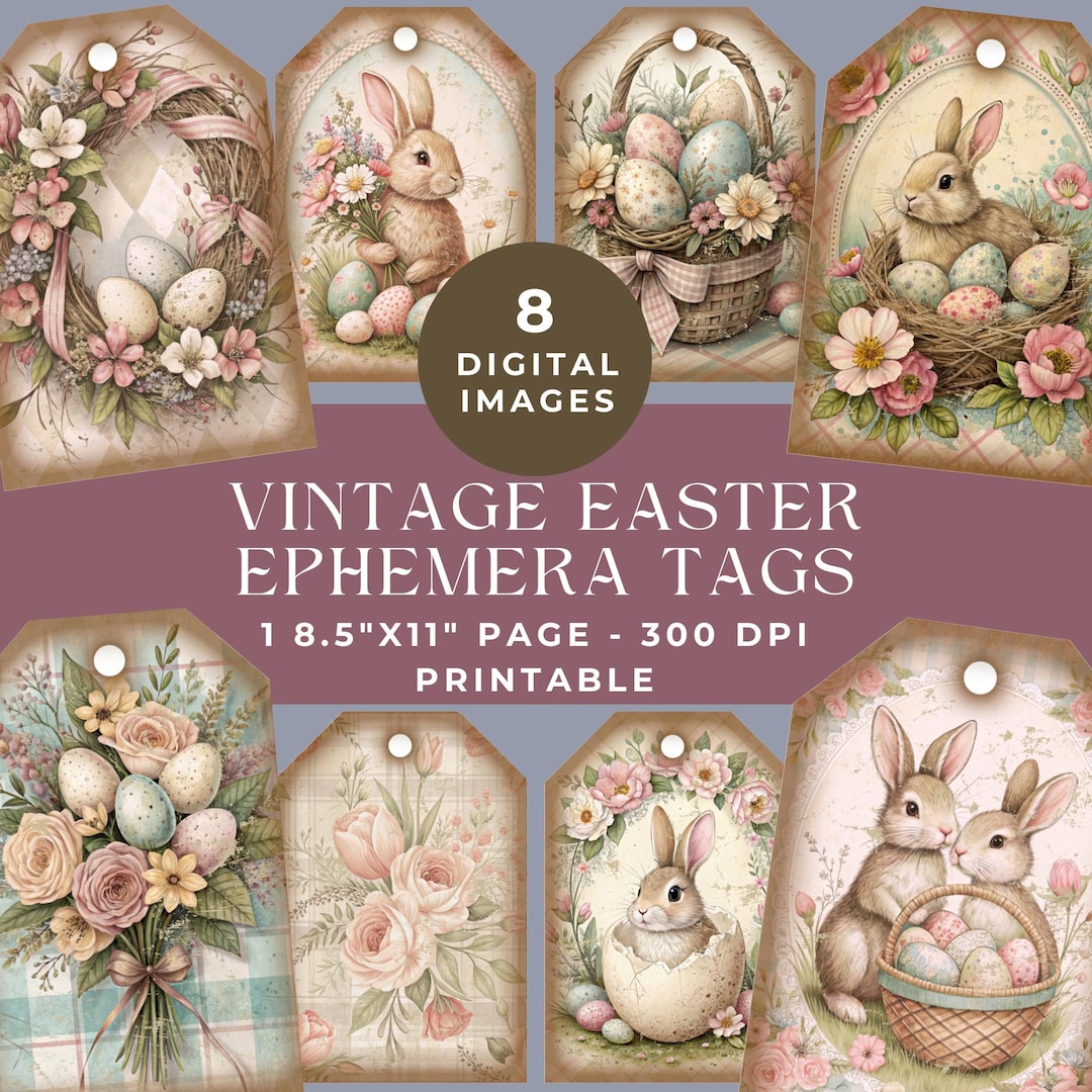 Vintage Easter Ephemera Tags, Vintage Ephemera, Digital Scrapbooking ...