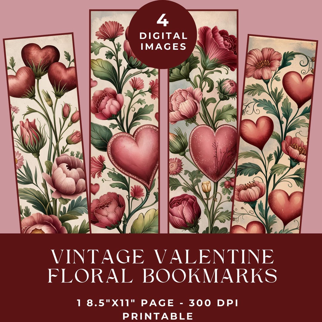 Vintage Valentine Bookmark, Vintage Ephemera, Digital Scrapbooking ...