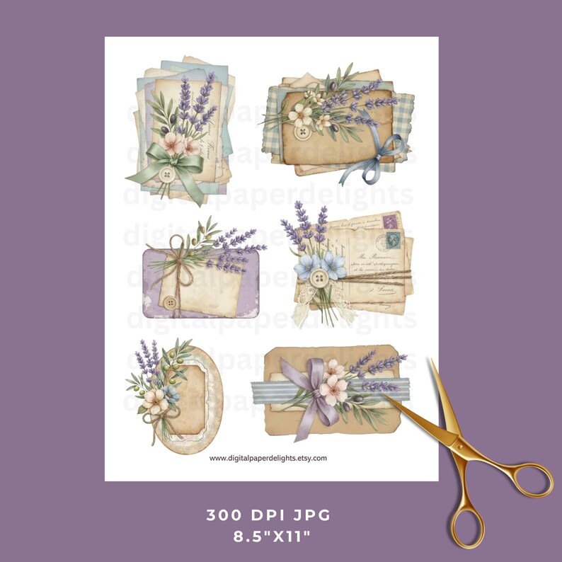 French Provence Blank Labels: Rustic Lavender Printable Ephemera ...