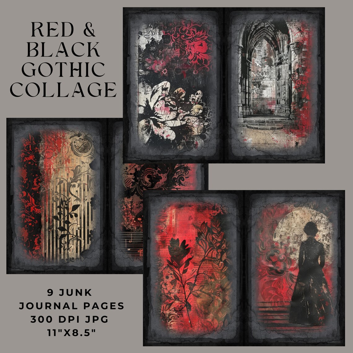 Gothic Junk Journal Pages, Gothic Collage Paper, Junk Journal Kit ...