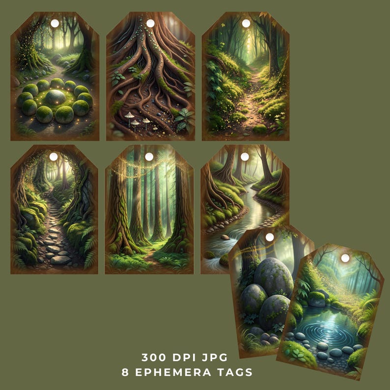 Enchanted Forest Ephemera Tags, Vintage Ephemera, Digital Scrapbooking ...