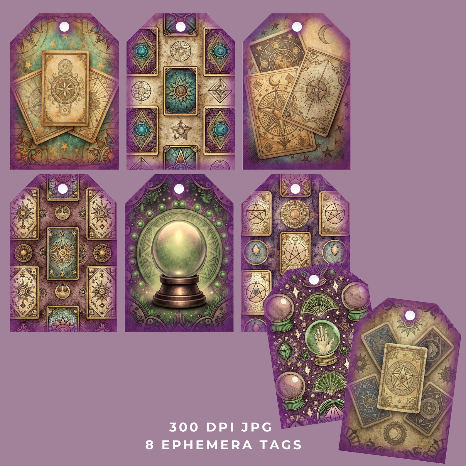 Fortune Teller Ephemera Tags, Fortune Teller Junk Journal, Mystical ...