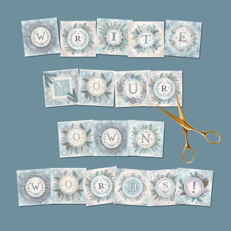 Winter Letters and Numbers Cut Outs, Alphabet Junk Journal Ephemera ...