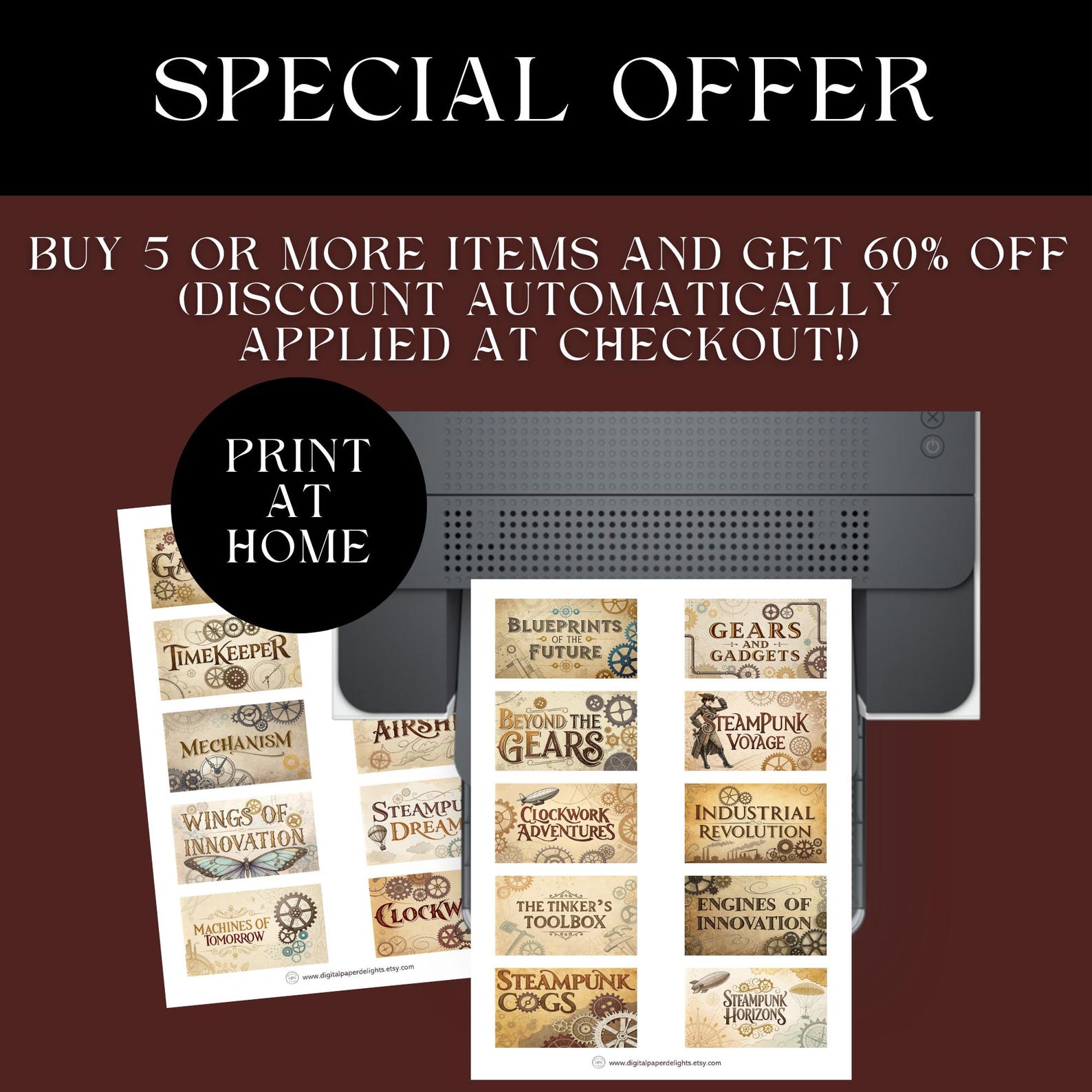 Steampunk Words and Phrases, Junk Journal Words, Printable Words ...