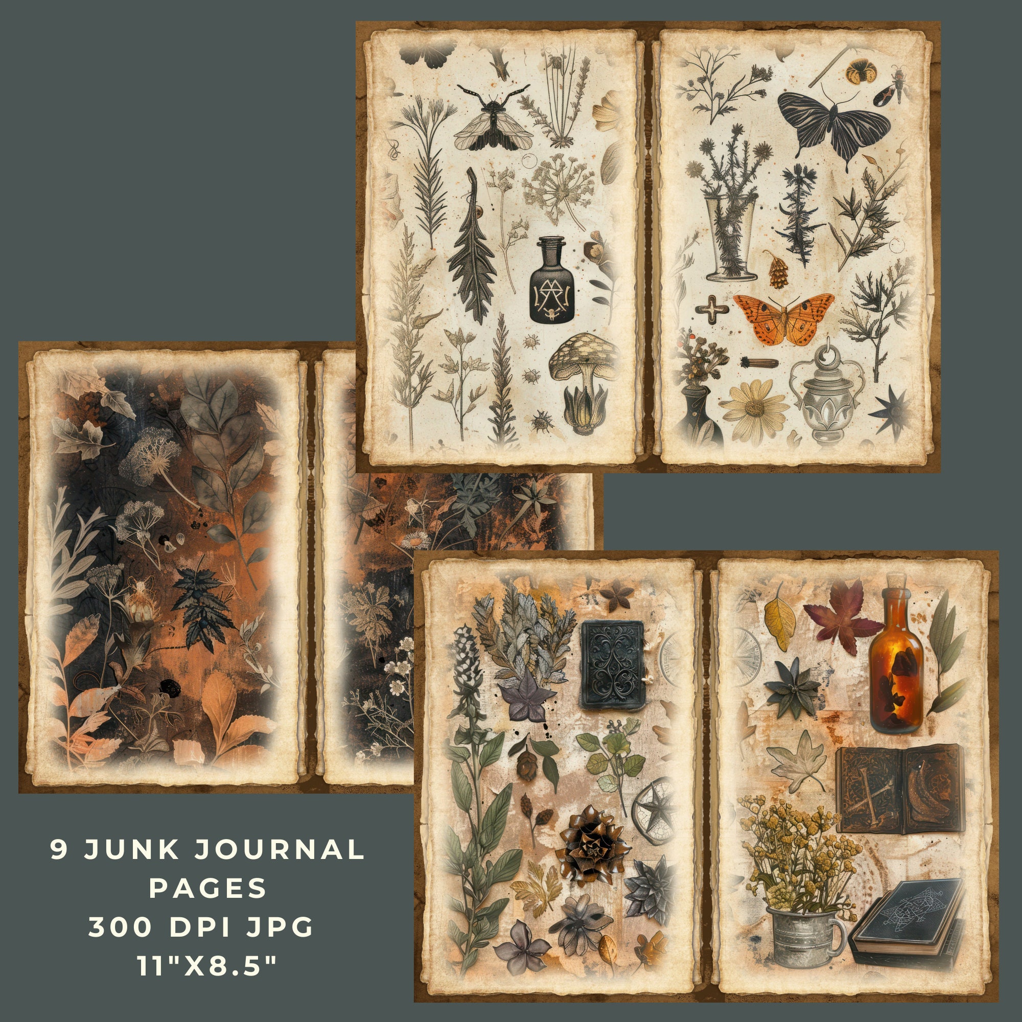 Herbal Witch Junk Journal, Book of Shadows, Digital Witch Ephemera ...
