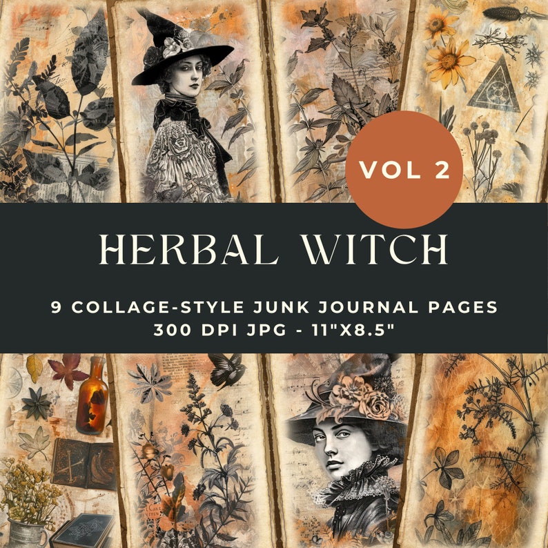 Herbal Witch Junk Journal, Book of Shadows, Digital Witch Ephemera ...