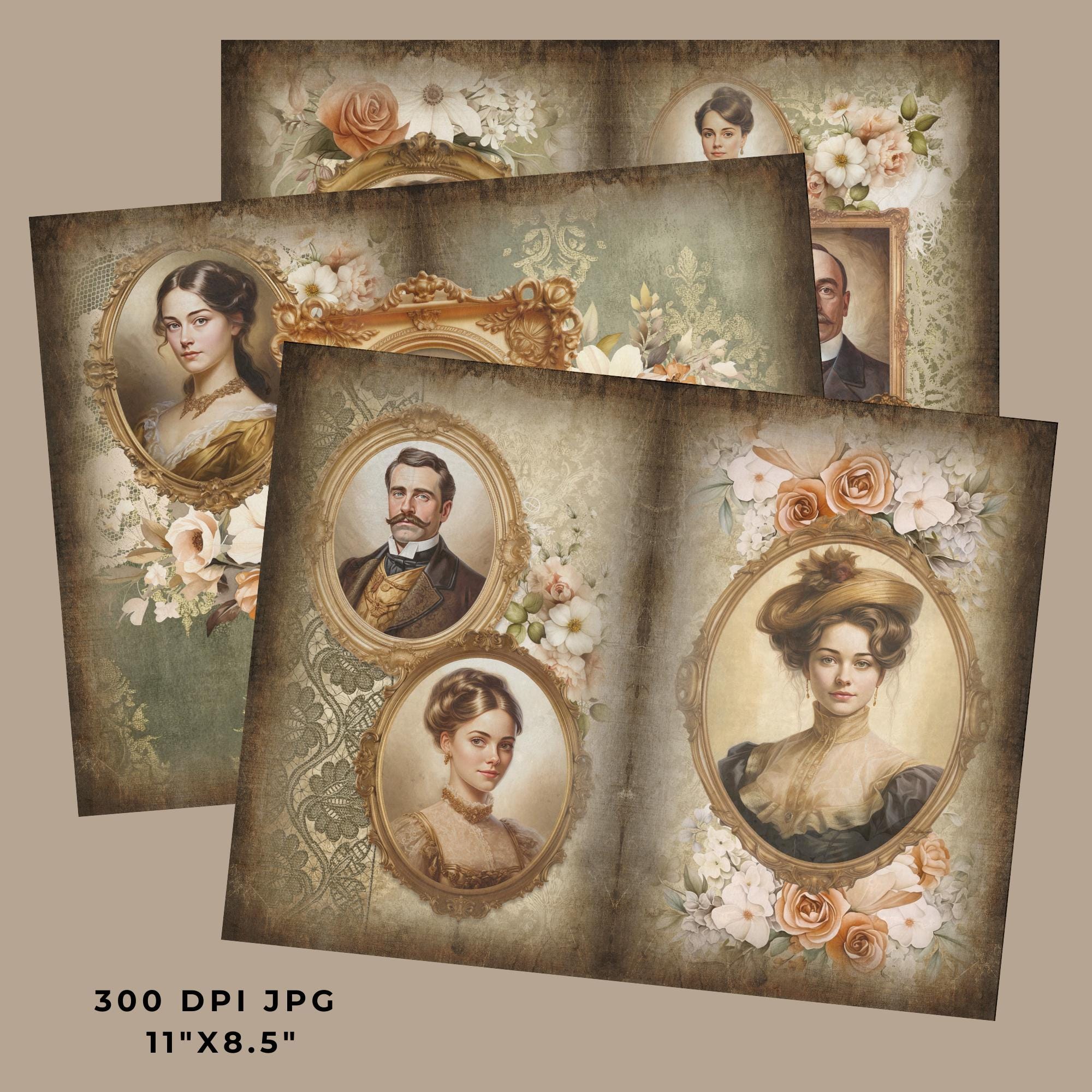 Victorian Portraits Junk Journal Pages, Junk Journal Kit, Printable ...