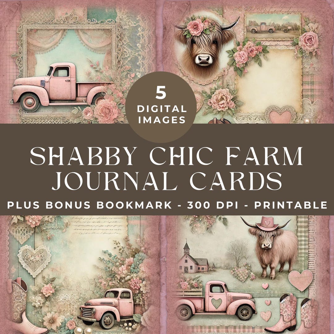 Shabby Chic Farm Junk Journal Cards, Junk Journal Kit, Shabby Chic ...