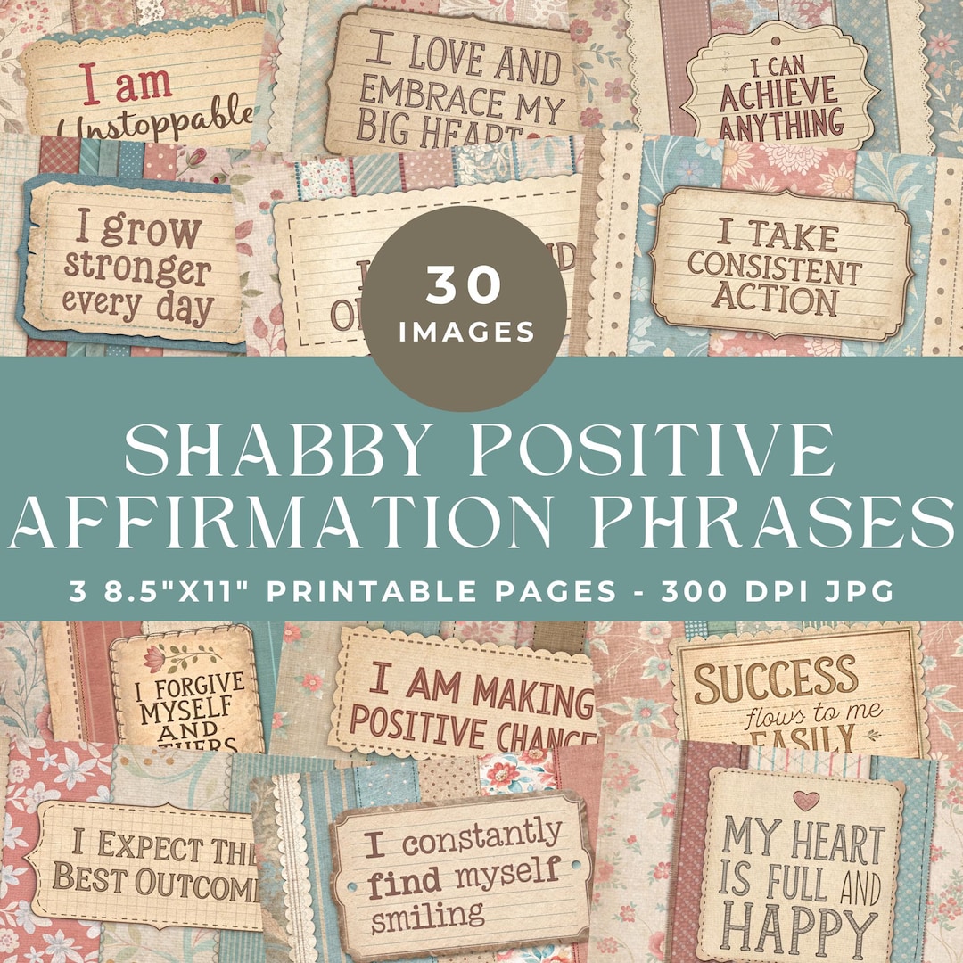 Positive Junk Journal Words, Junk Journal Affirmation, Shabby Inspiring ...