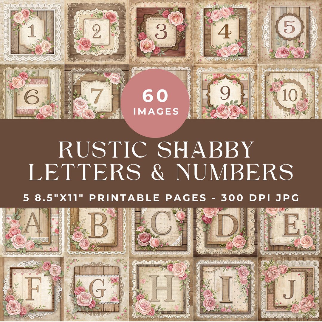 Shabby Letters and Numbers Cut Outs, Alphabet Junk Journal Ephemera ...
