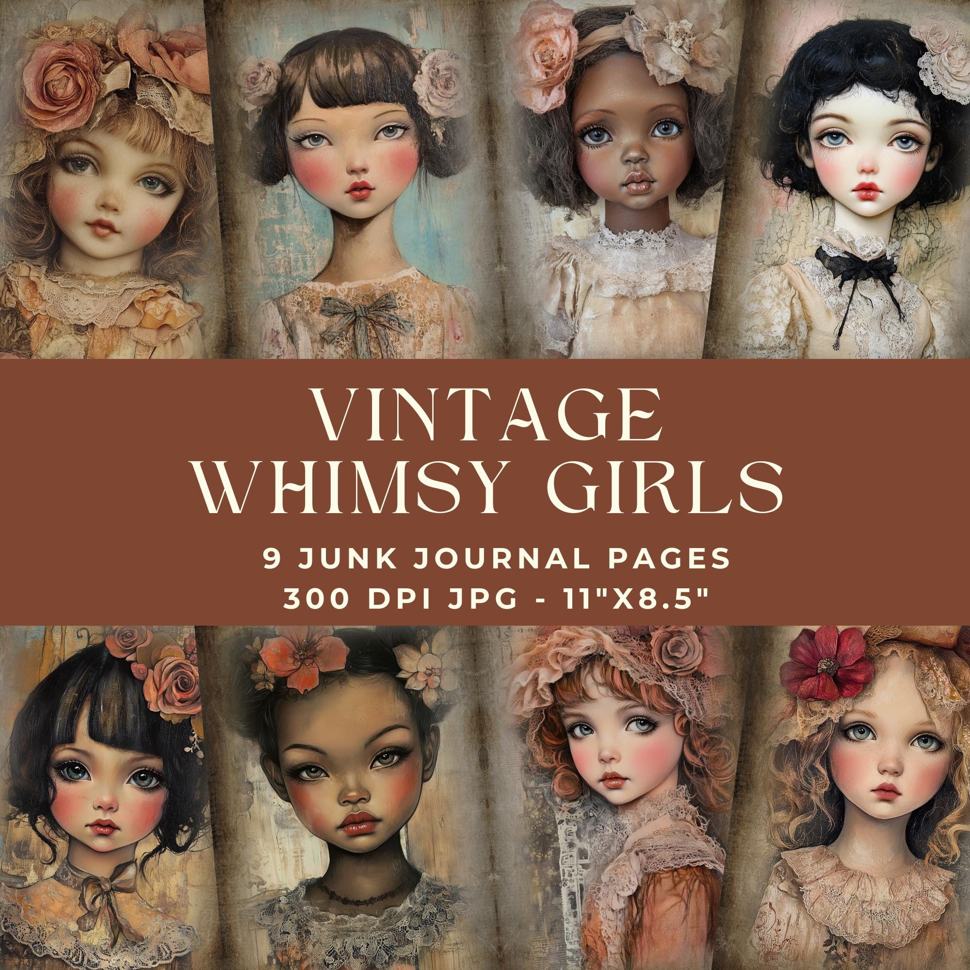 Whimsical Girls Junk Journal Pages, Vintage Ephemera, Junk Journal Kit ...