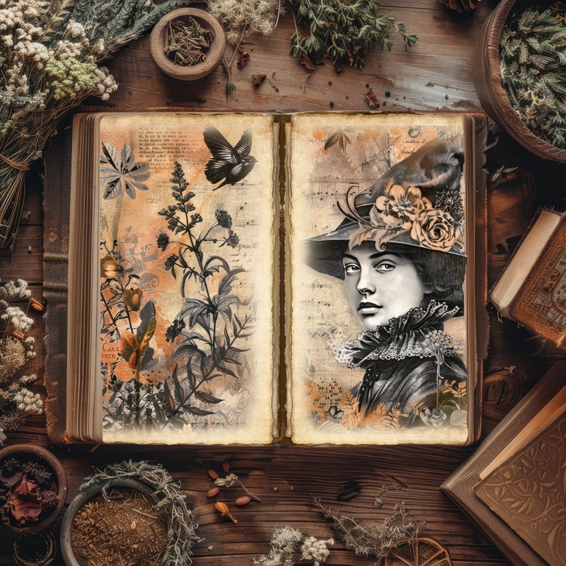 Herbal Witch Junk Journal, Book of Shadows, Digital Witch Ephemera ...