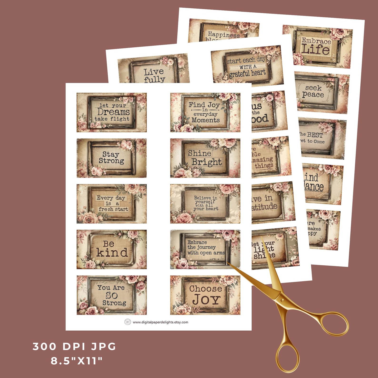 Positive Junk Journal Words, Inspirational Phrases, Printable Words ...
