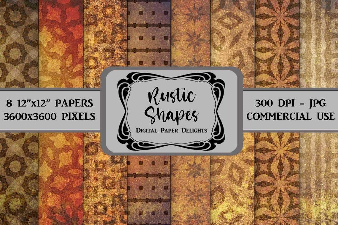 Brown Rustic Shapes Digital Paper Printable Paper - Etsy