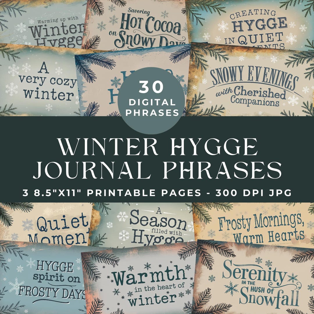 Winter Junk Journal Words, Hygge Printable Words, Words and Phrases ...