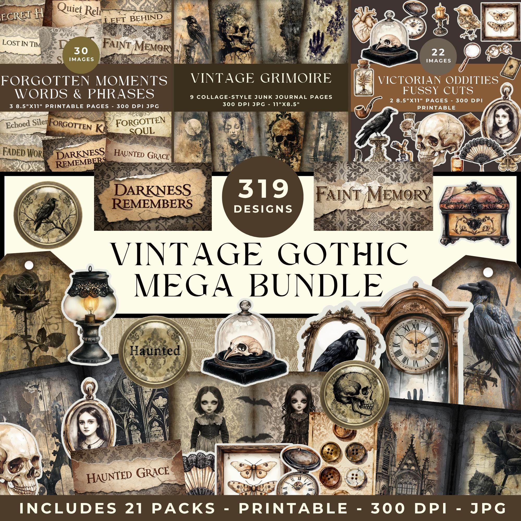 Vintage Gothic Printable Mega Bundle: Dark Goth Ephemera (junk Journal ...