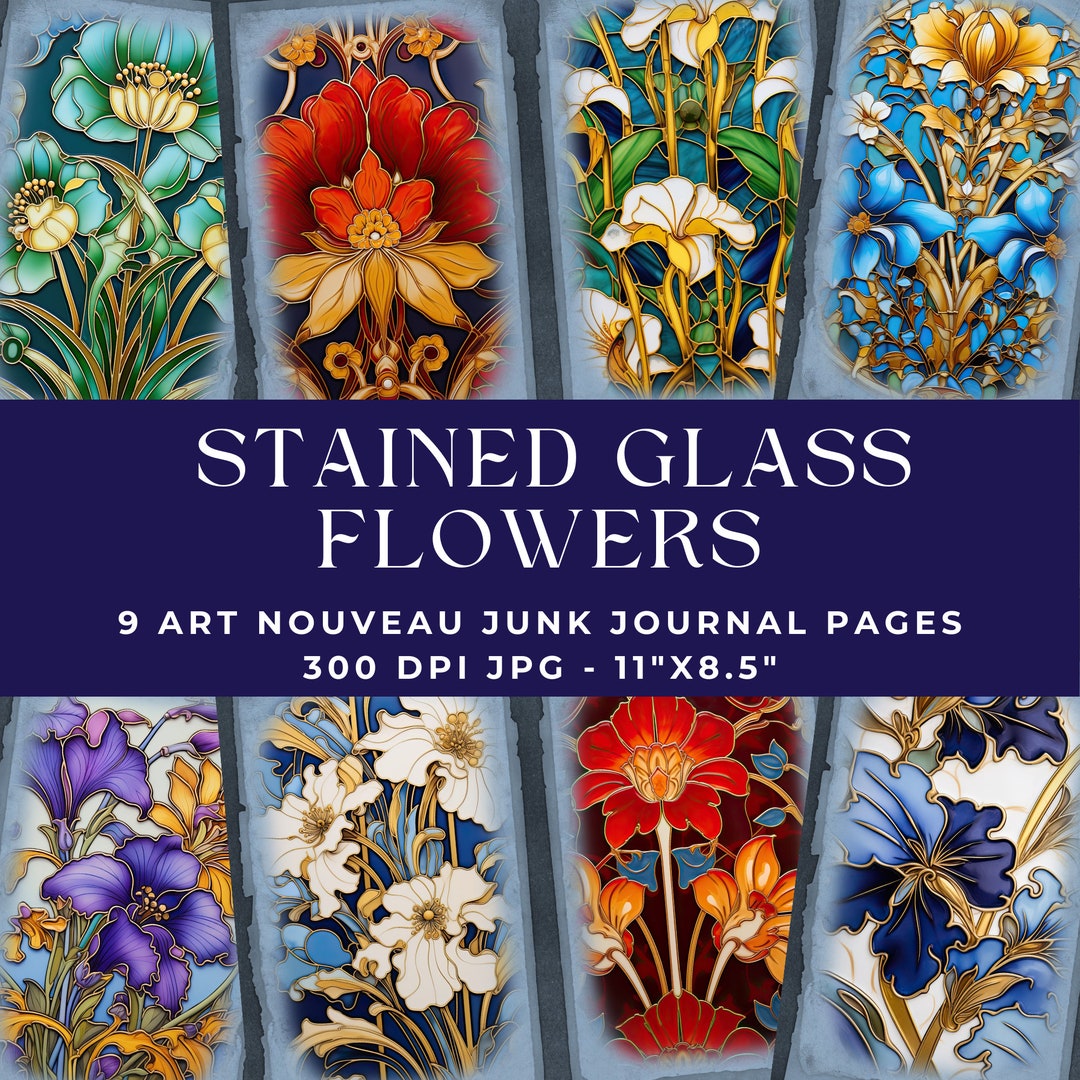 Art Nouveau Junk Journal Pages, Junk Journal Kit, Stained Glass Paper ...